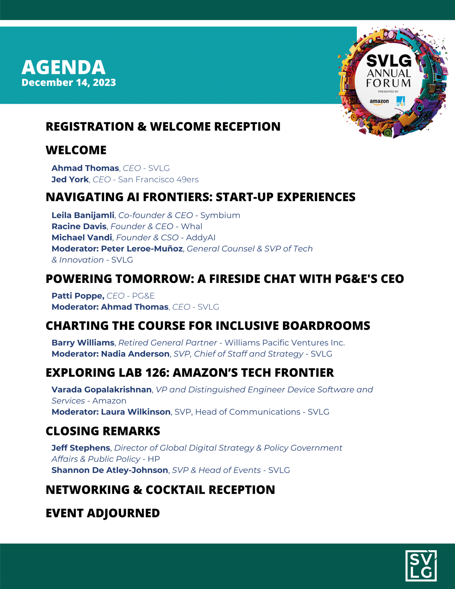 Annual Forum, presented by Amazon and PG&E - Silicon Valley Leadership ...